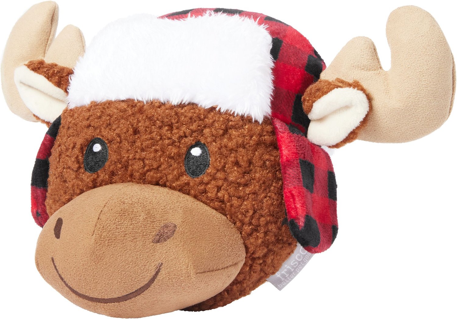 FRISCO Holiday Cozy Moose Round Plush Squeaky Dog Toy - Chewy.com