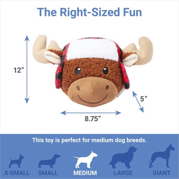 Temporarily Unavailable - FRISCO Holiday Cozy Moose Round Plush Squeaky ...