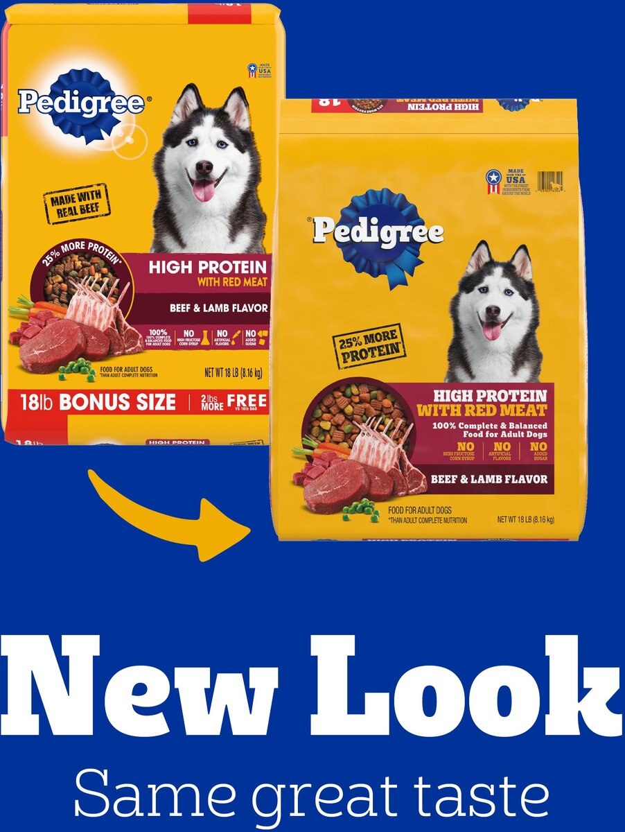 PEDIGREE High Protein Beef & Lamb Flavor Dog Kibble Adult Dry Dog Food ...