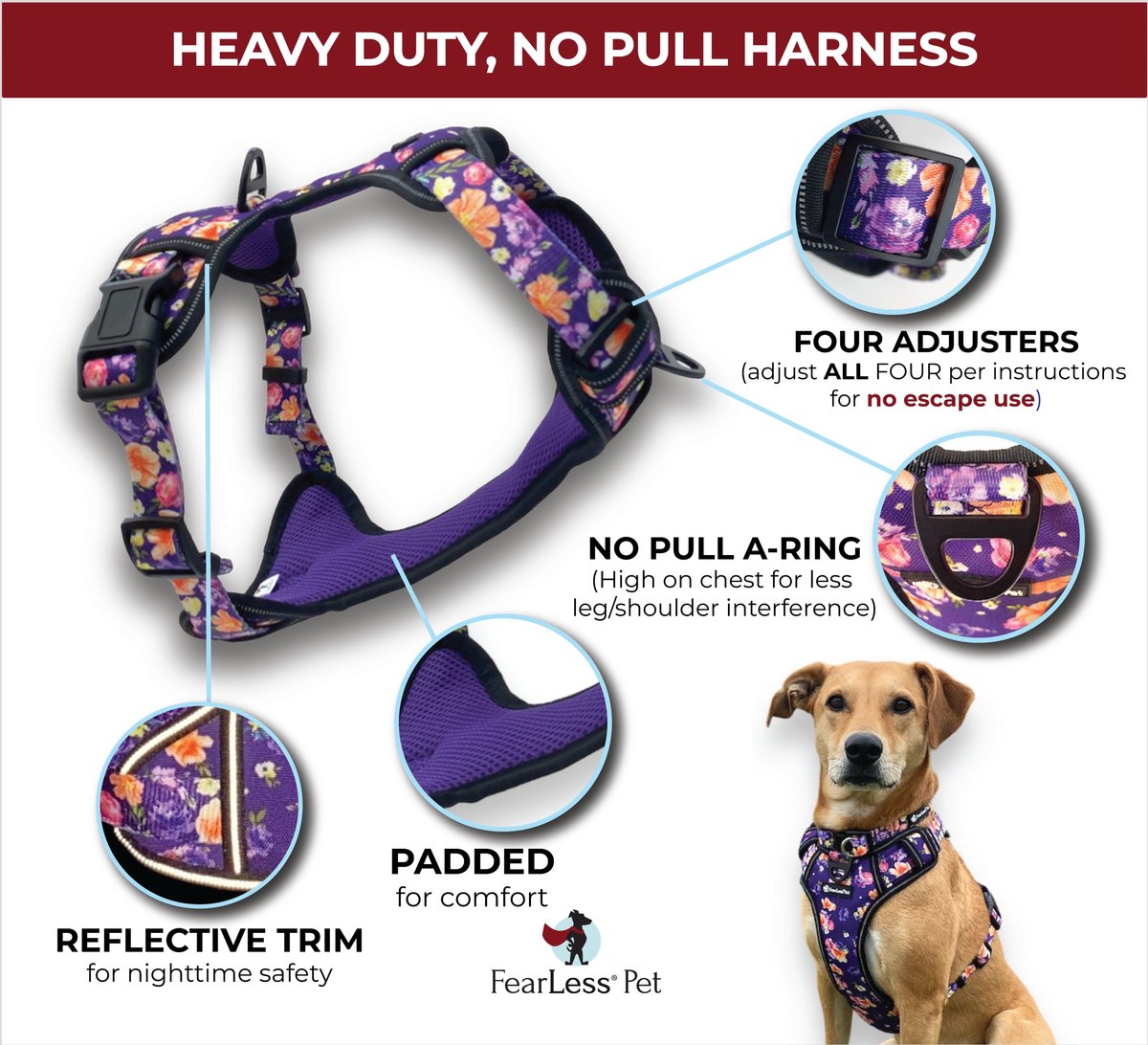 FEARLESS PET Heavy Duty Padded Adjustable No Pull No Escape Dog Harness ...