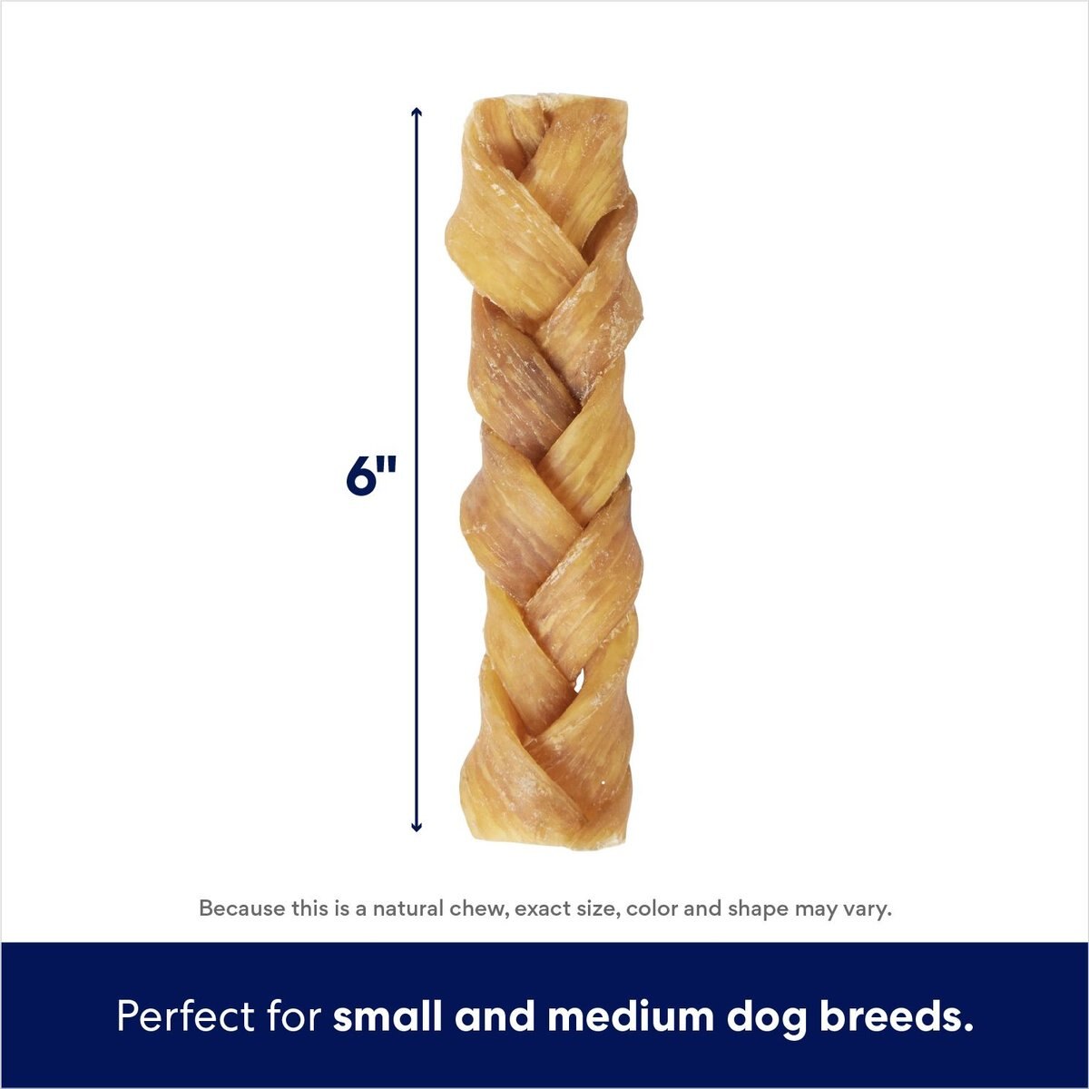 BONES & CHEWS 6" Braided Water Buffalo Tendon Dog Chews, 3ct, bundle of ...