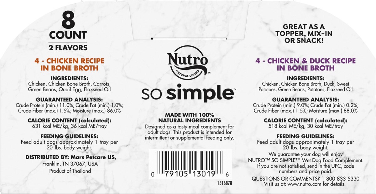 NUTRO So Simple Meal Complement Chicken & Duck Recipe in Bone Broth ...
