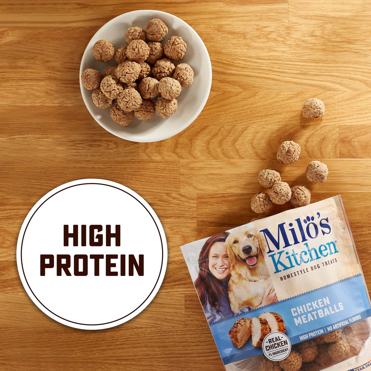 MILO'S KITCHEN Chicken Meatballs Dog Treats, 28-oz pouch - Chewy.com