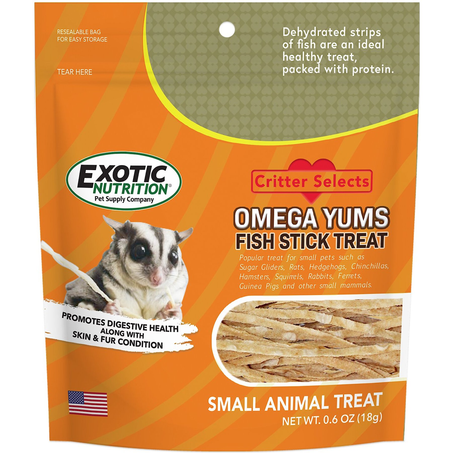EXOTIC NUTRITION Critter Selects Omega Yum Small Pet Fish Sticks, 0.6 ...