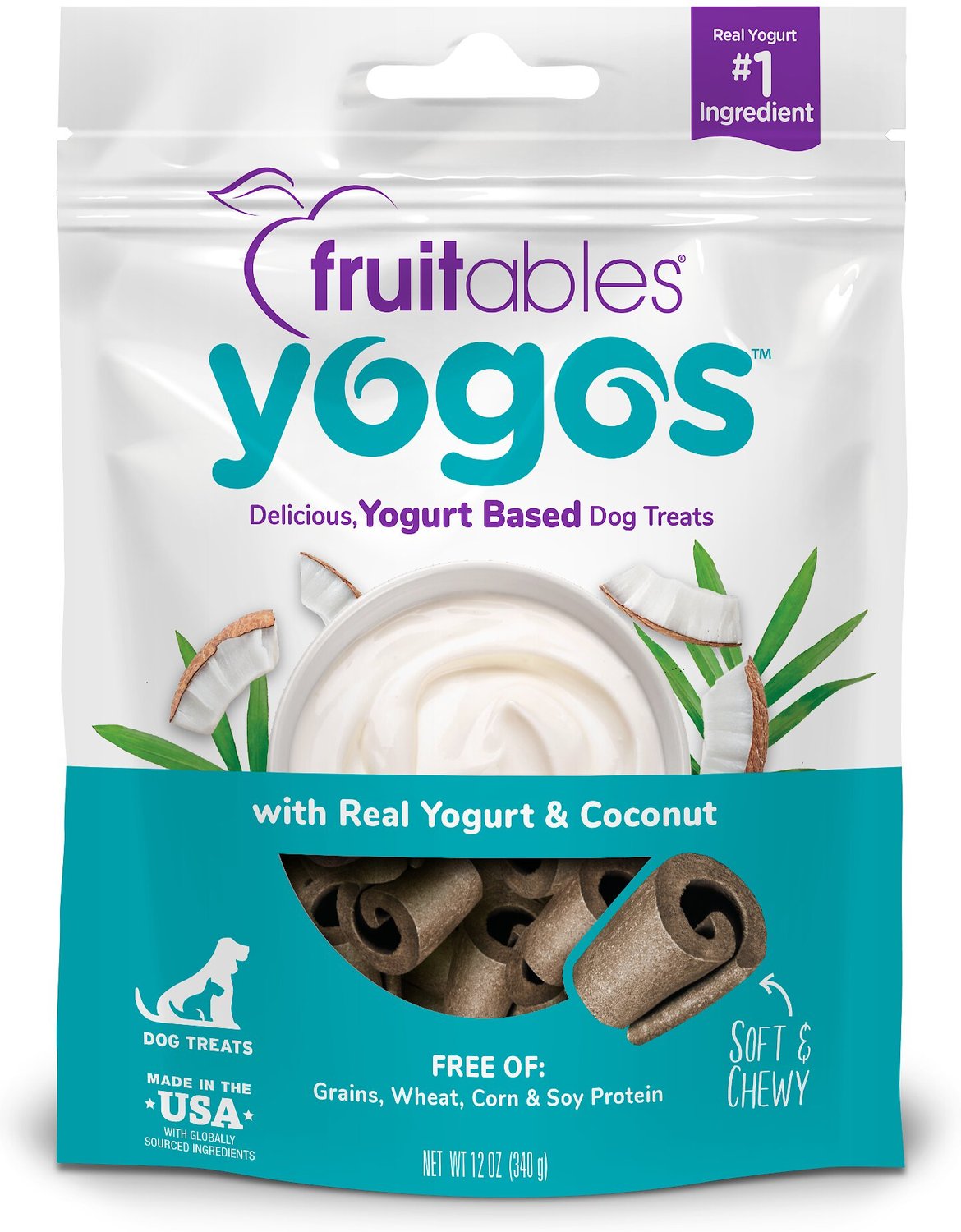 FRUITABLES Yogos Coconut Flavor Grain-Free Dog Treats, 12-oz pouch ...