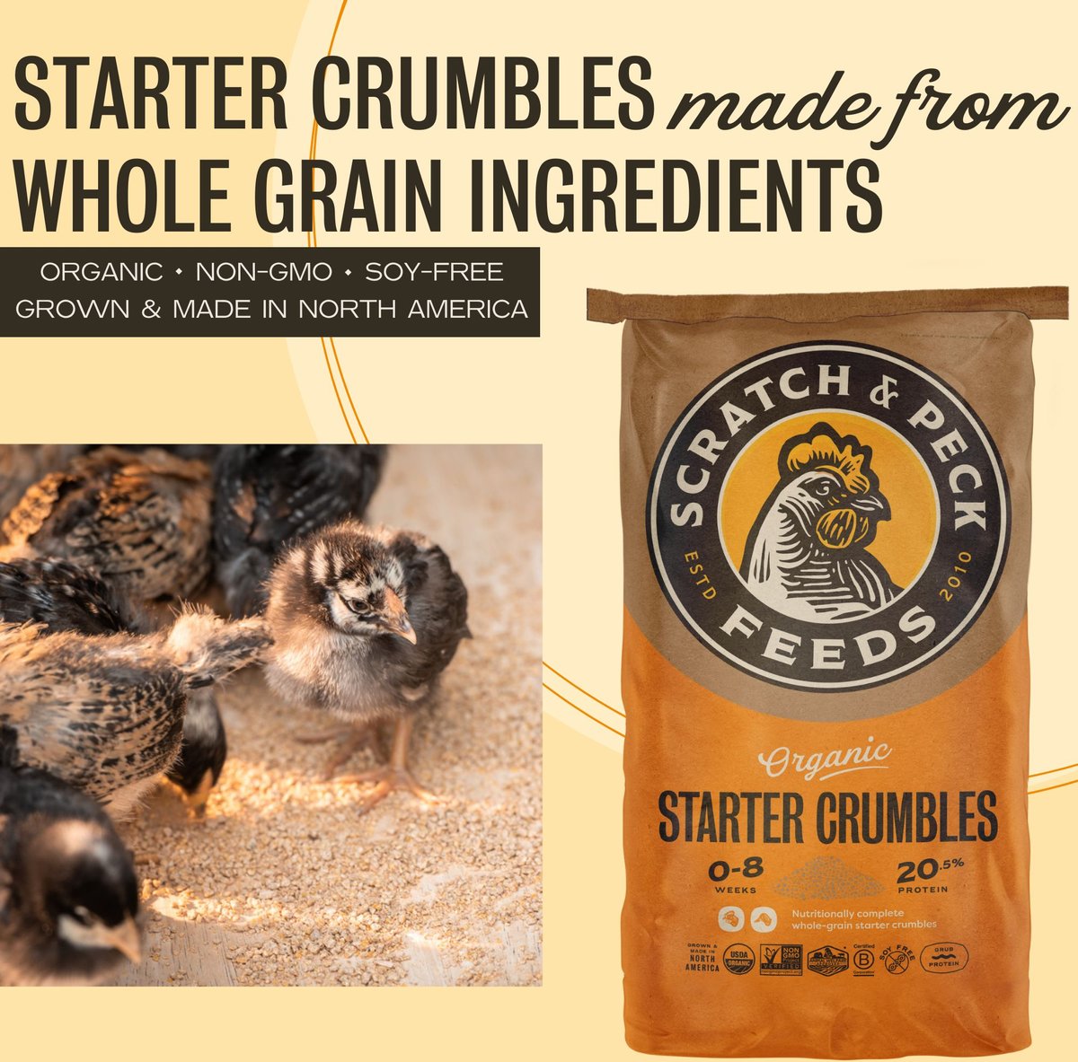 SCRATCH AND PECK FEEDS Organic Chicken & Duck Feed 20.5% Starter ...