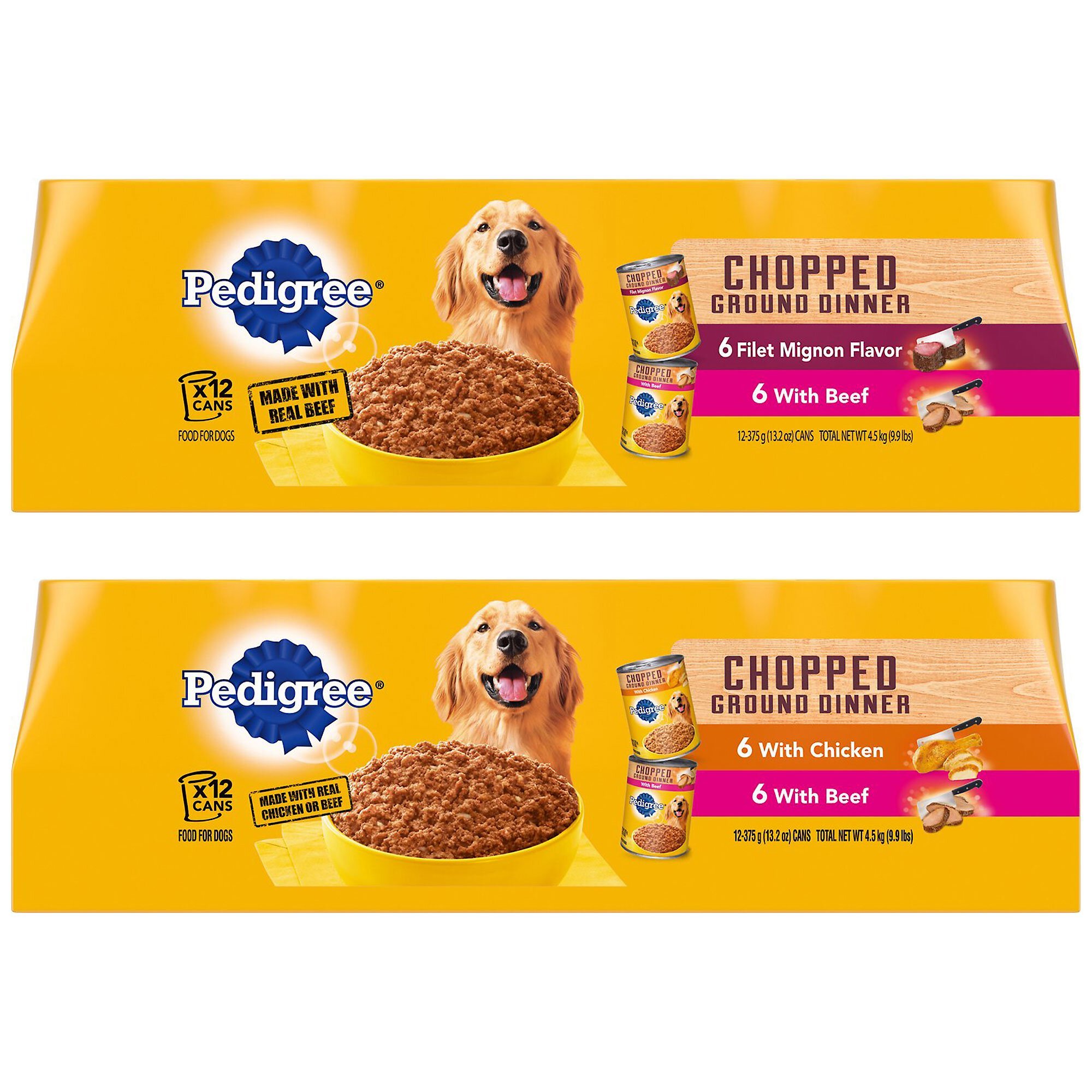 PEDIGREE Chopped Ground Dinner Filet Mignon Flavor & Beef Adult Canned ...