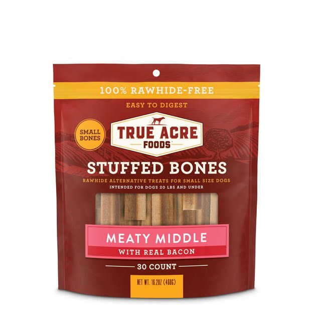 TRUE ACRE FOODS Small Stuffed Bone Treats Meaty Middle Made with real ...