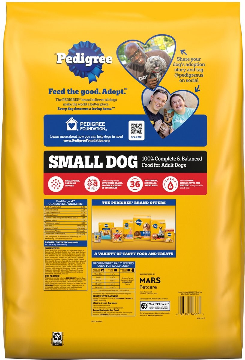 PEDIGREE Small Dog Complete Nutrition Grilled Steak & Vegetable Flavor ...