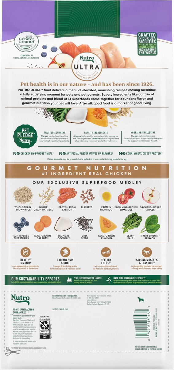 NUTRO Ultra High Protein Adult Dry Dog Food, 4-lb bag - Chewy.com