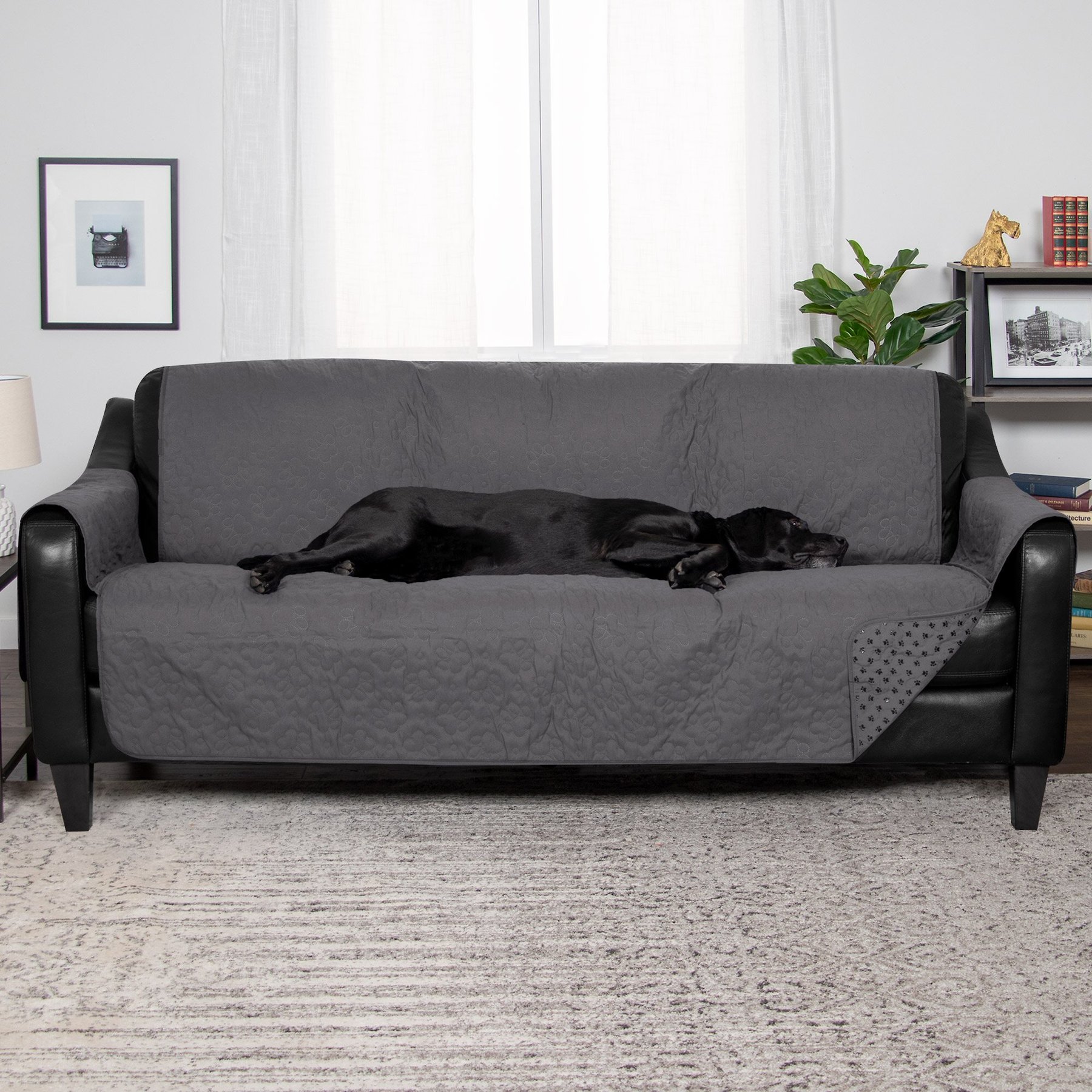 FURHAVEN Waterproof Non-Skid Back Furniture Protector, Gray, Large Sofa ...