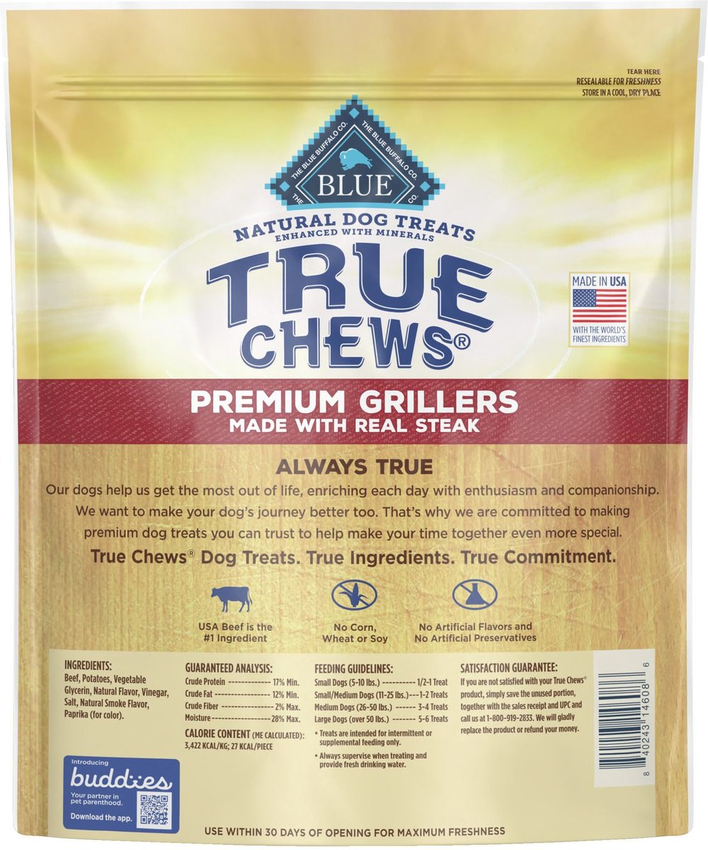 BLUE BUFFALO True Chews Premium Grillers with Real Steak Grain-Free Dog ...