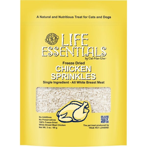 CAT-MAN-DOO Life Essentials Chicken Freeze-Dried Cat & Dog Treats, 2-oz ...