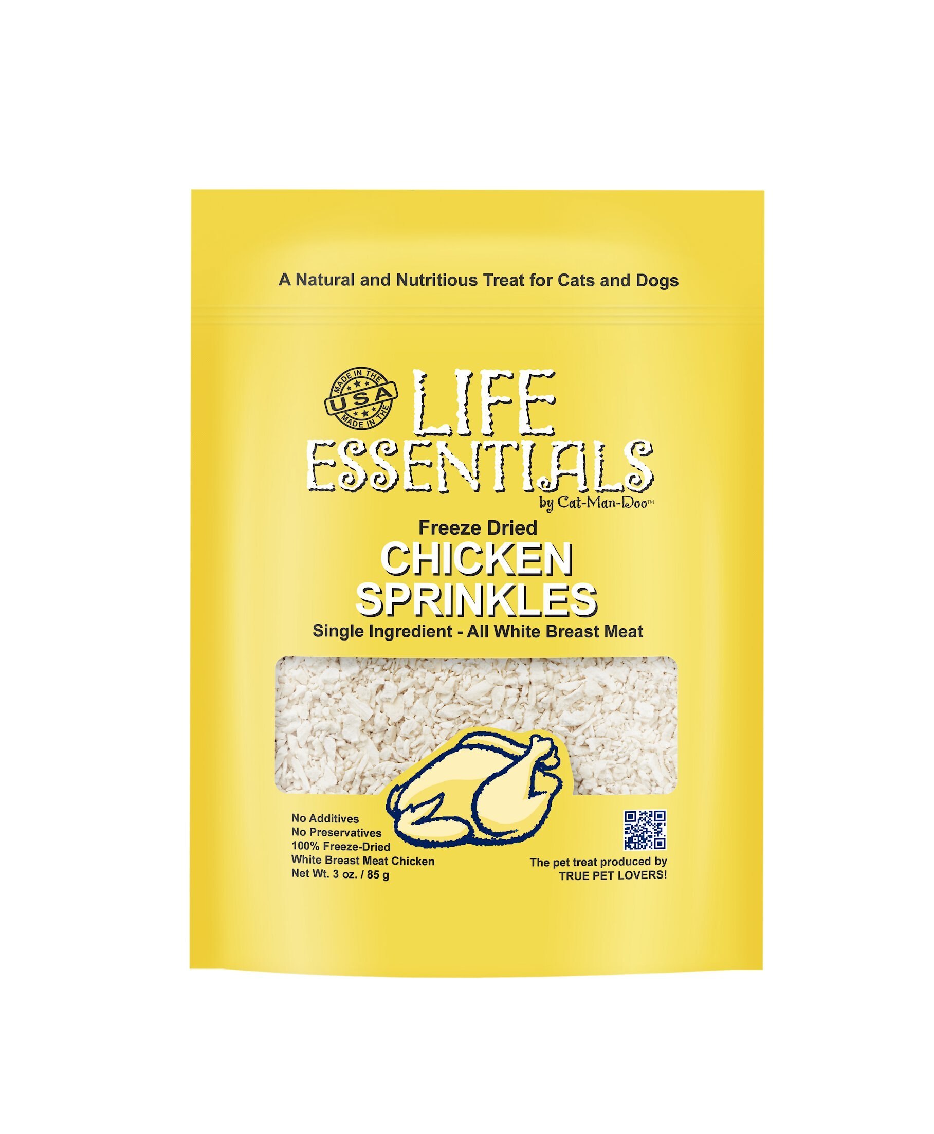Questions and Answers about CAT-MAN-DOO Life Essentials Freeze-Dried Chicken Sprinkles Dog & Cat ...
