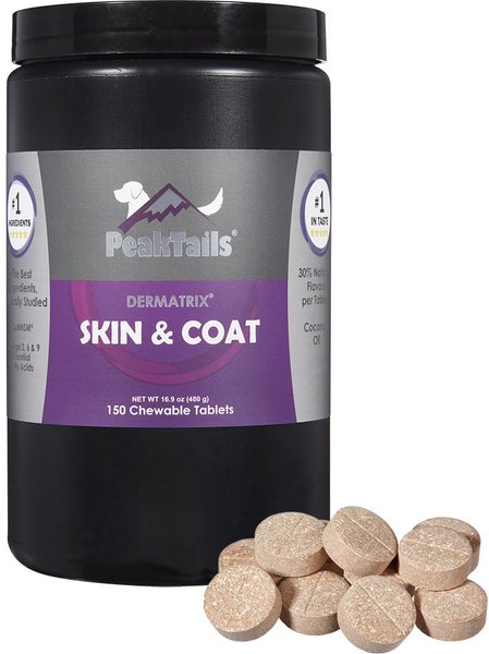 PEAKTAILS Dermatrix Skin & Coat Dog Supplement, 150 count - Chewy.com