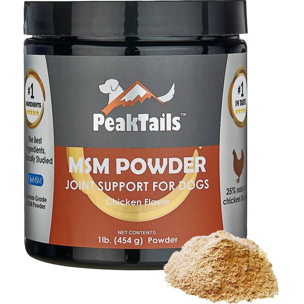 PEAKTAILS MSM Chicken Flavored Powder Supplement for Dogs, 1-lb tub ...