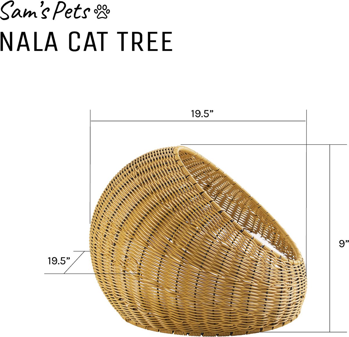 SAM'S PETS Nala Wicker Cat Bed, Brown - Chewy.com