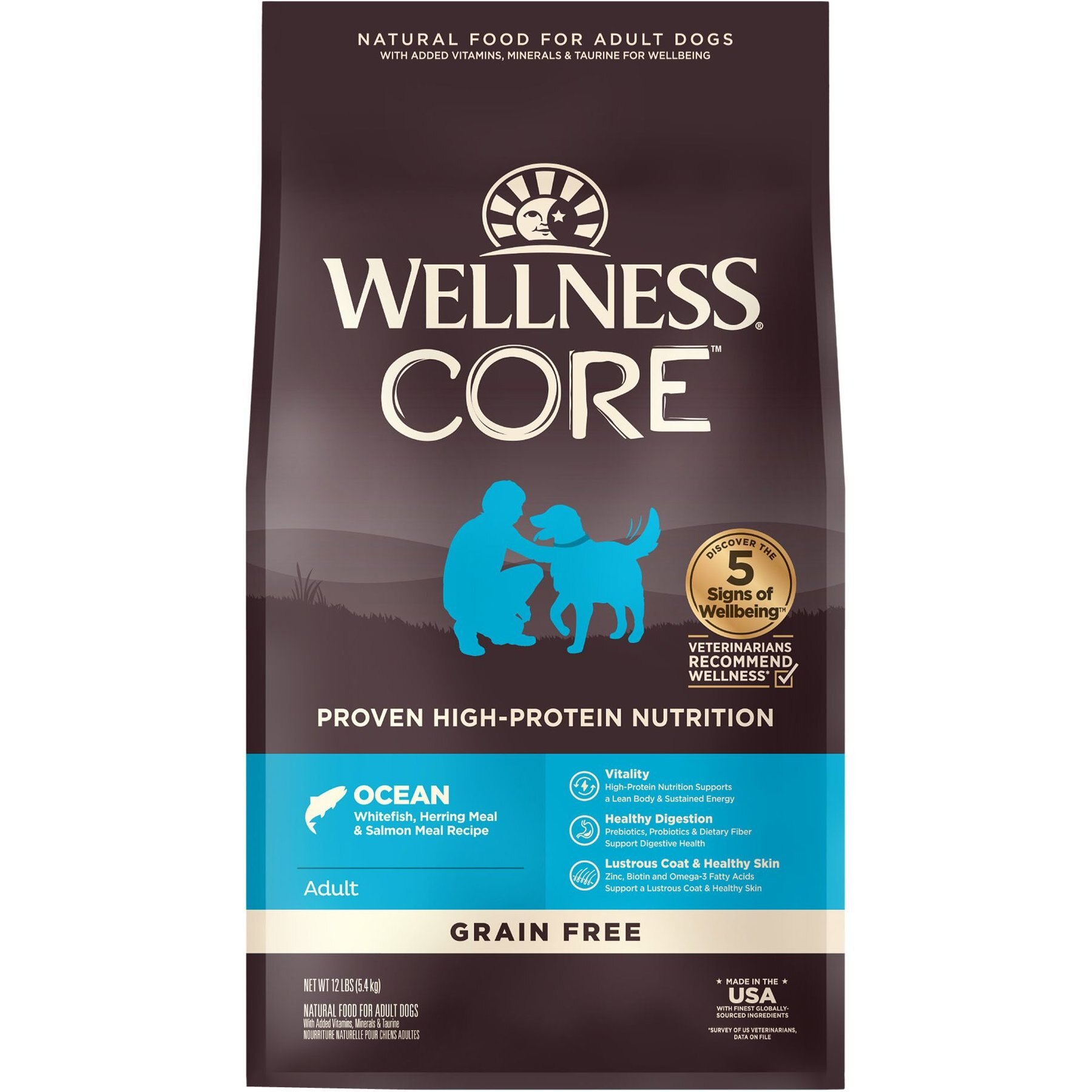 WELLNESS CORE Ocean Whitefish, Herring & Salmon Recipe Dry Dog Food, 12 ...
