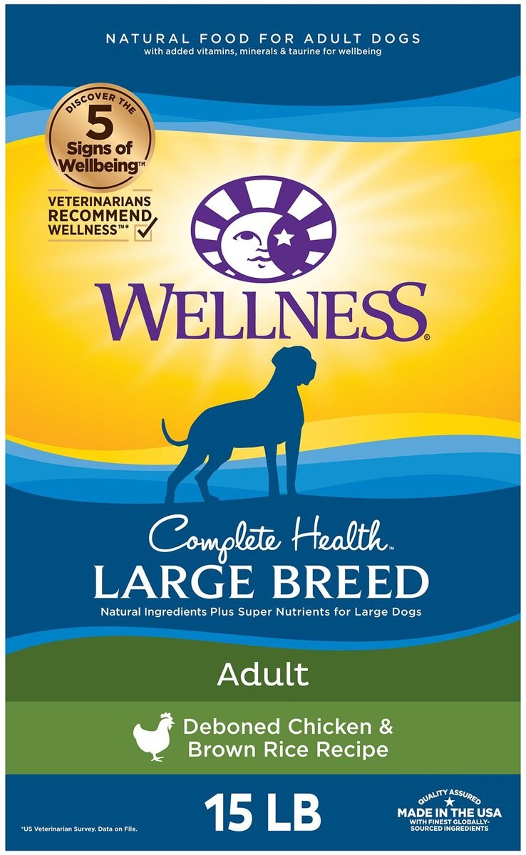 WELLNESS Large Breed Complete Health Adult Deboned Chicken & Brown Rice ...