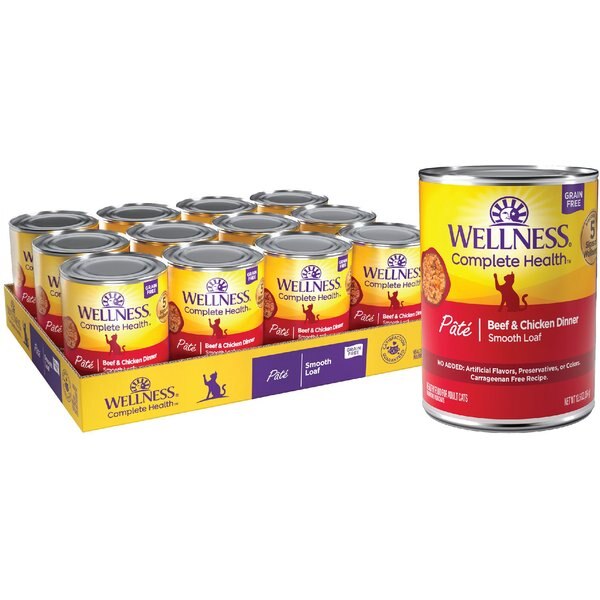 WELLNESS Complete Health Chicken & Lobster Formula Canned Cat Food, 12. ...