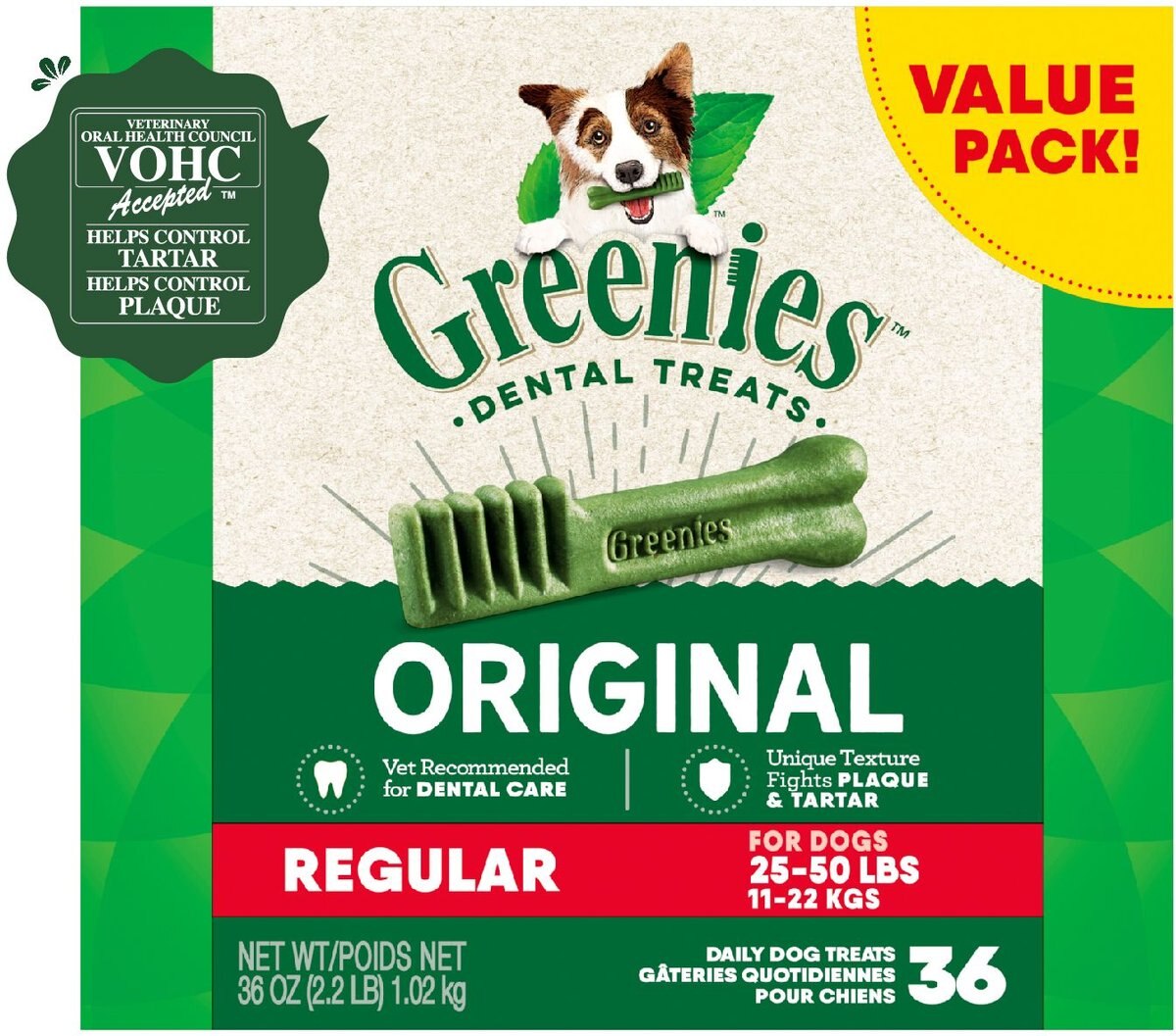 GREENIES Regular Original Chicken Flavor Dental Dog Treats, 36 count ...