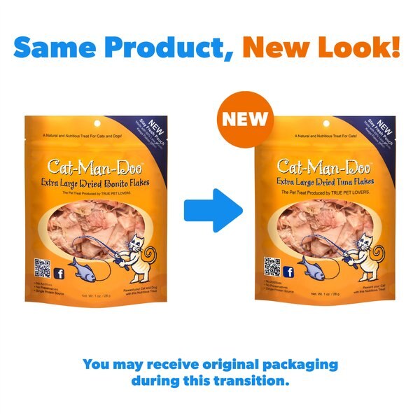 CAT-MAN-DOO Extra Large Dried Tuna Flakes Cat & Dog Treats, 1-oz bag ...