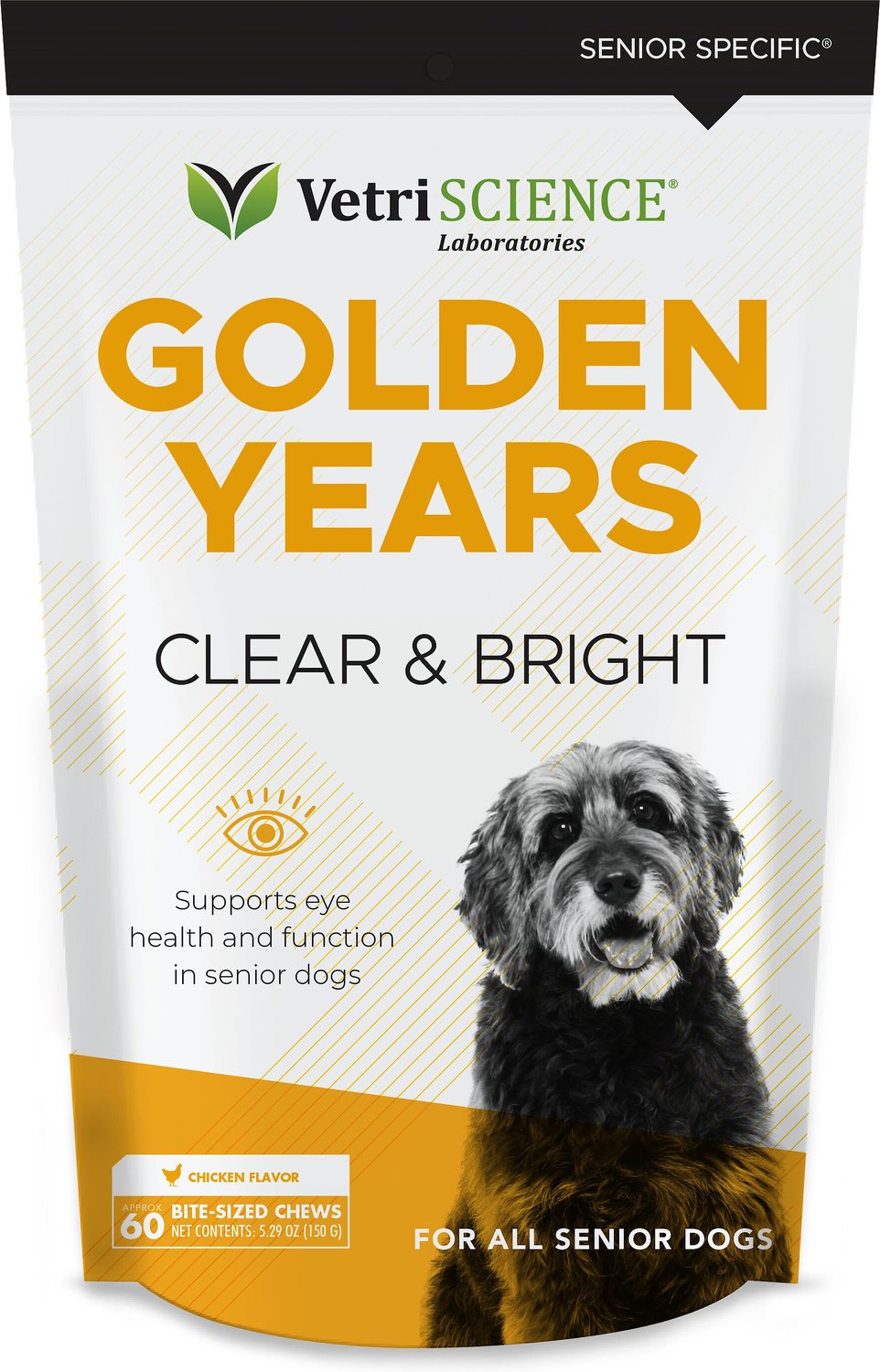 VETRISCIENCE Golden Years Chicken Flavor Clear & Bright Chew Supplement ...