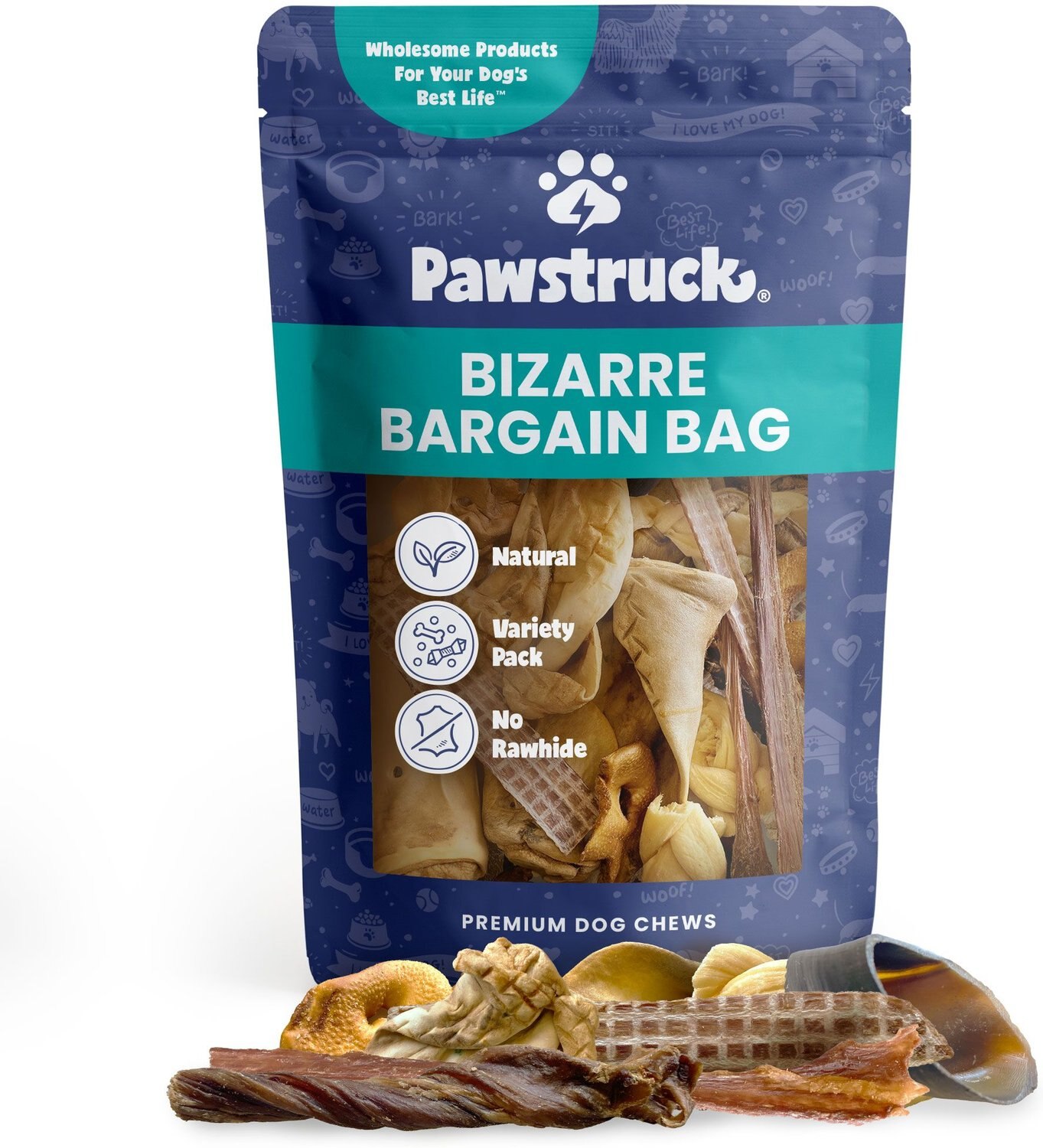 PAWSTRUCK Natural Chew Bizarre Bargain Dog Treats, 1-lb bag - Chewy.com