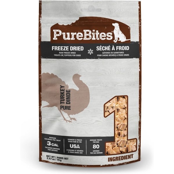 PUREBITES Turkey Breast Freeze-Dried Raw Dog Treats, 2.47-oz bag ...