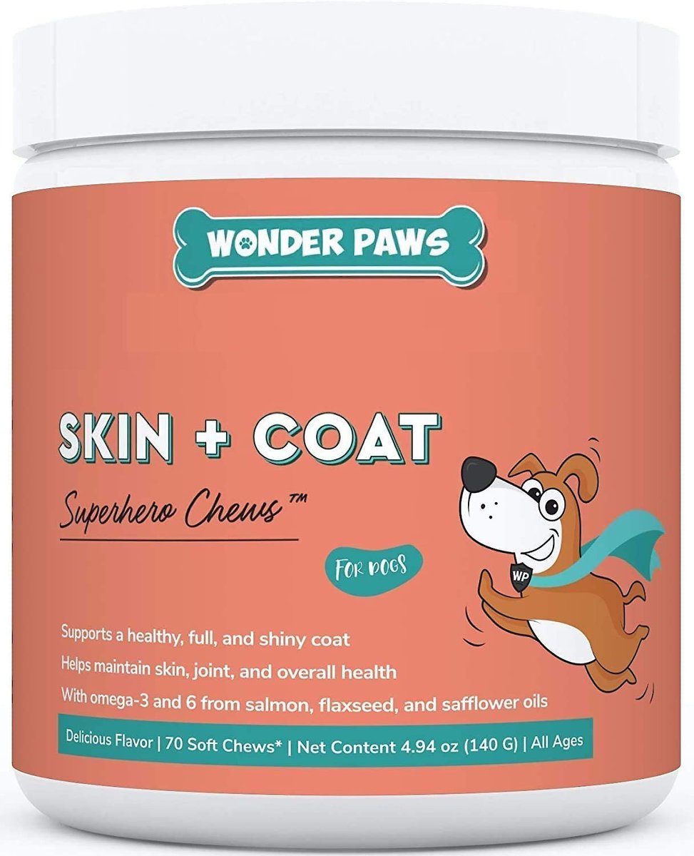 WONDER PAWS Skin & Coat Soft Chews Supplement for Dogs, 70 count ...