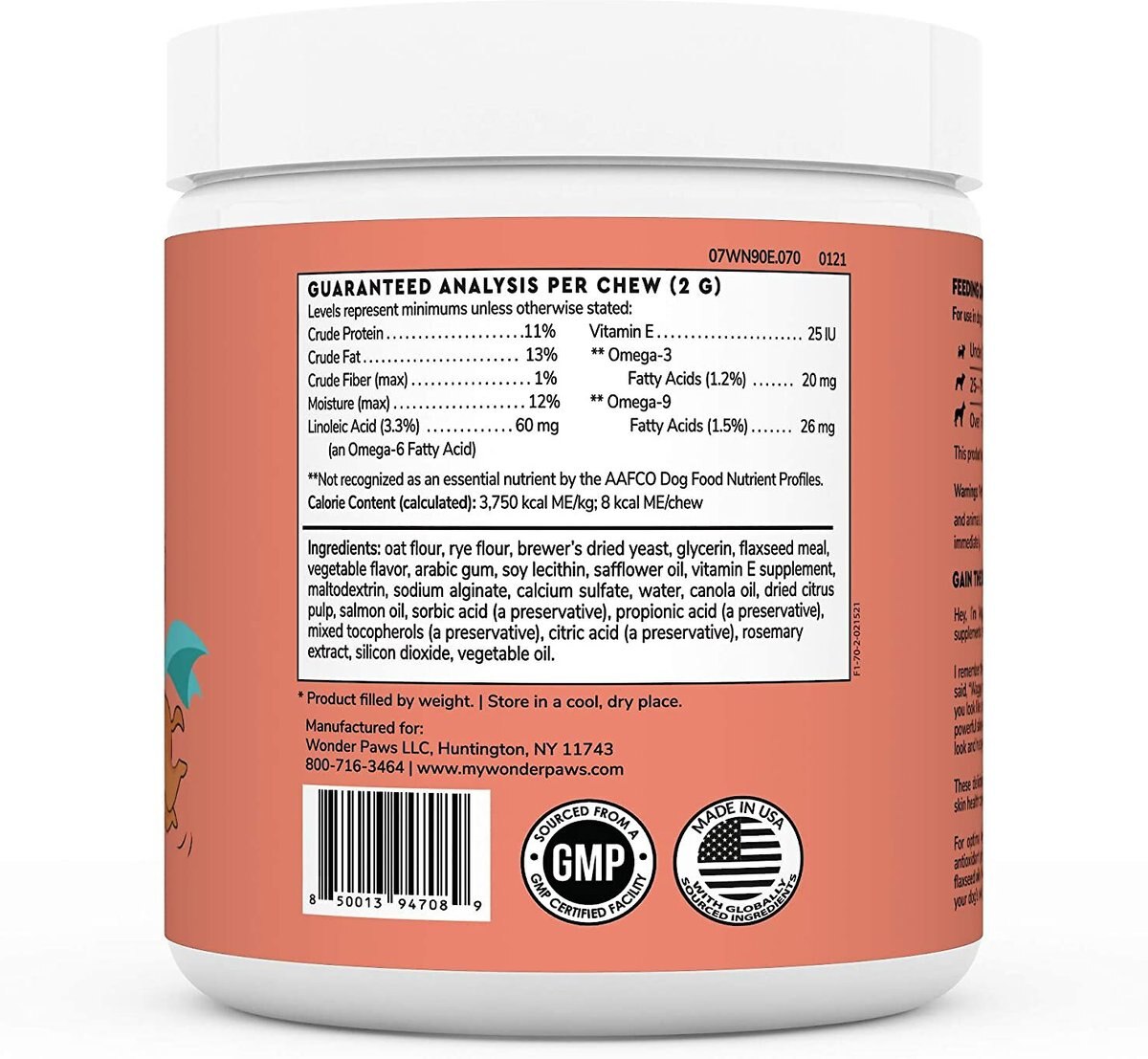 WONDER PAWS Skin & Coat Soft Chews Supplement for Dogs, 70 count ...