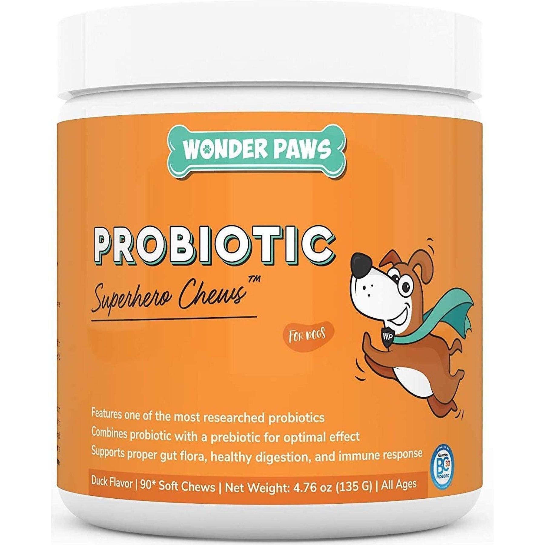 WONDER PAWS Probiotic Superhero Chews Duck Flavor Supplement for Dogs ...