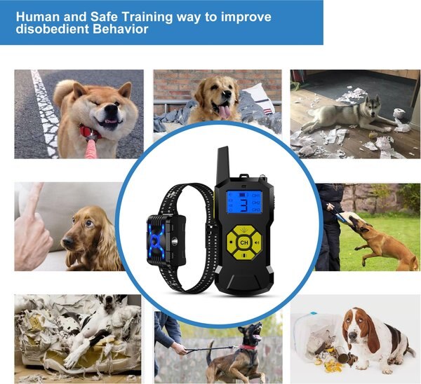 PETDIARY T500 Deterrent Spray Rechargable Remote Dog Training Collar ...