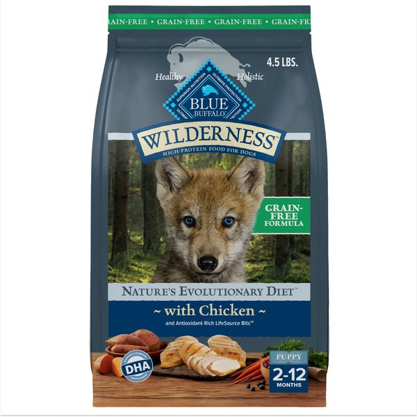 BLUE BUFFALO Wilderness Puppy Chicken Recipe Grain-Free Dry Dog Food, 4 ...