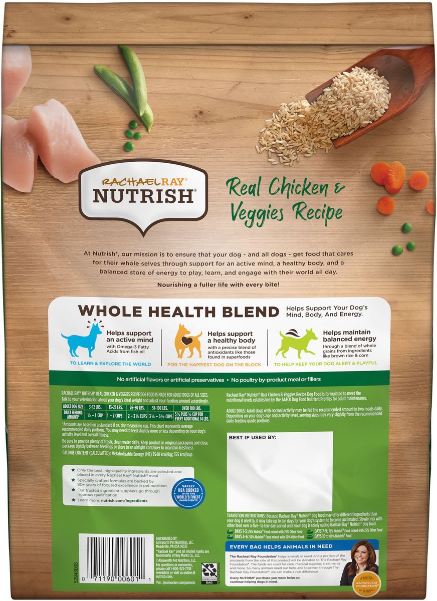 NUTRISH Real Chicken & Veggies Recipe Dry Dog Food, 6-lb bag - Chewy.com