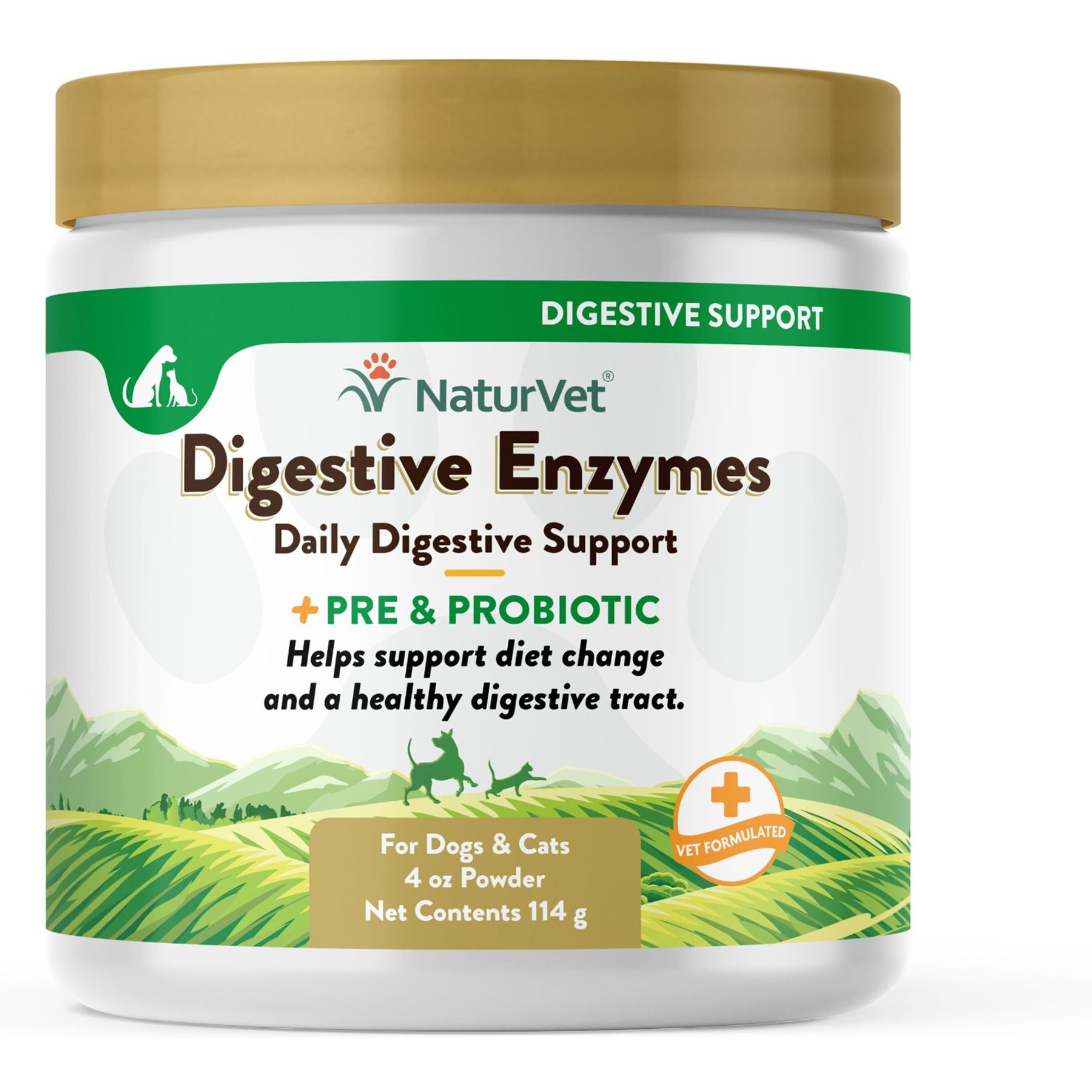 NATURVET Digestive Enzymes Plus Probiotic Powder Digestive Supplement ...