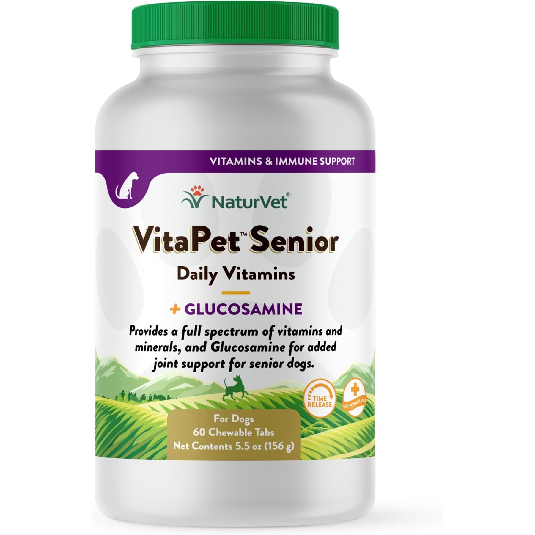 NATURVET VitaPet Senior Daily Vitamins Plus Glucosamine Dog Supplement ...