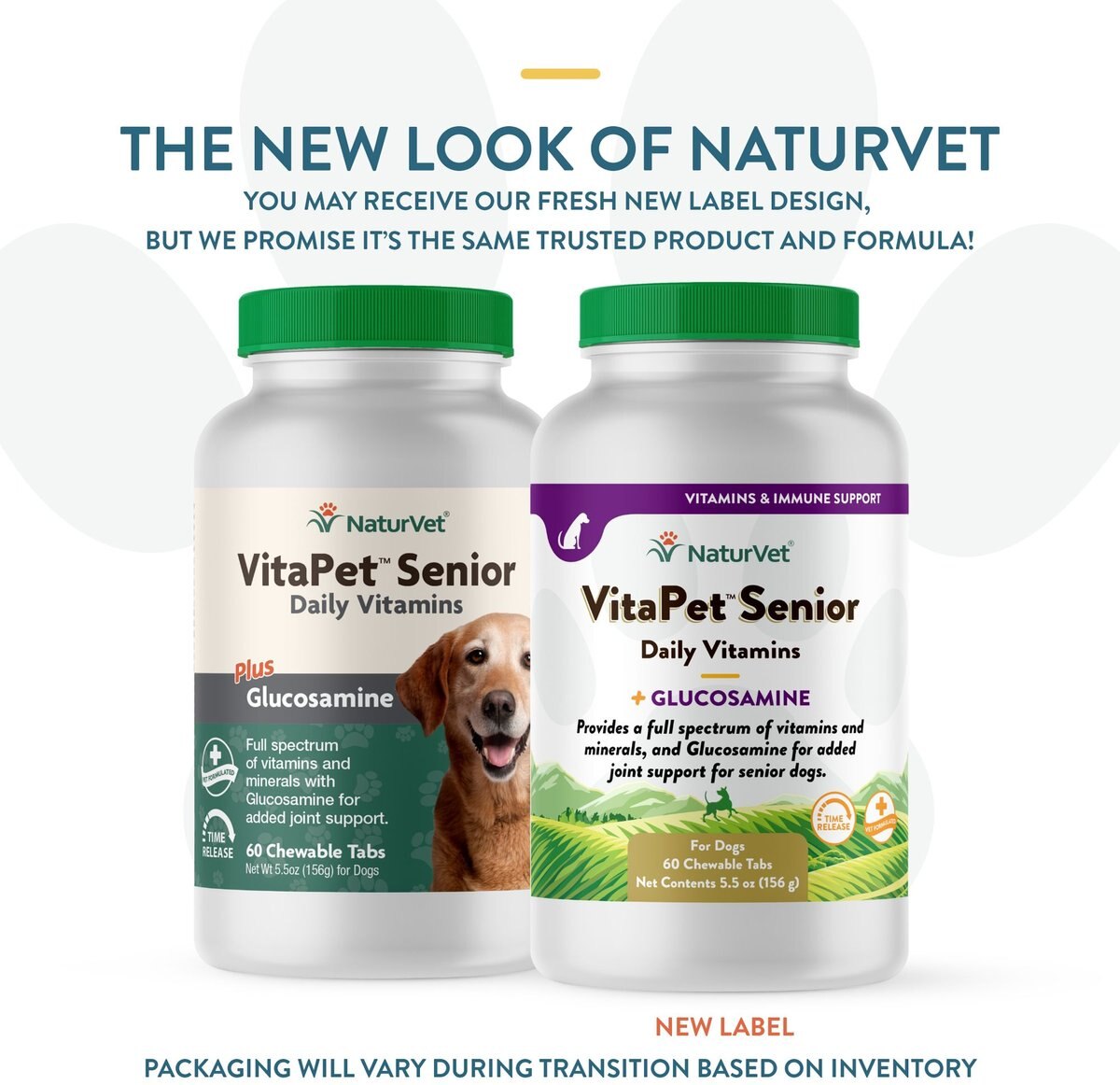 NATURVET VitaPet Senior Daily Vitamins Plus Glucosamine Dog Supplement ...