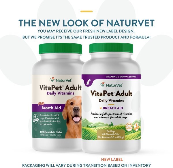 NATURVET VitaPet Adult Plus Breath Aid Chewable Tablets Multivitamin ...