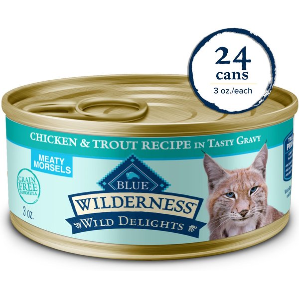 BLUE BUFFALO Wilderness Chicken Grain-Free Canned Cat Food, 3-oz, case ...