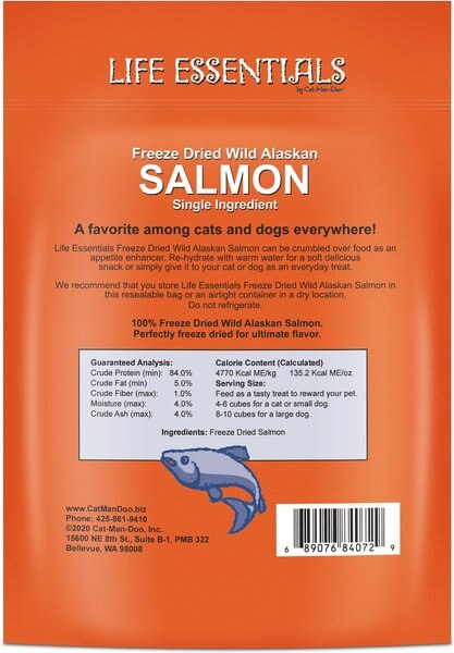 CAT-MAN-DOO Life Essentials Wild Alaskan Salmon Freeze-Dried Cat & Dog ...
