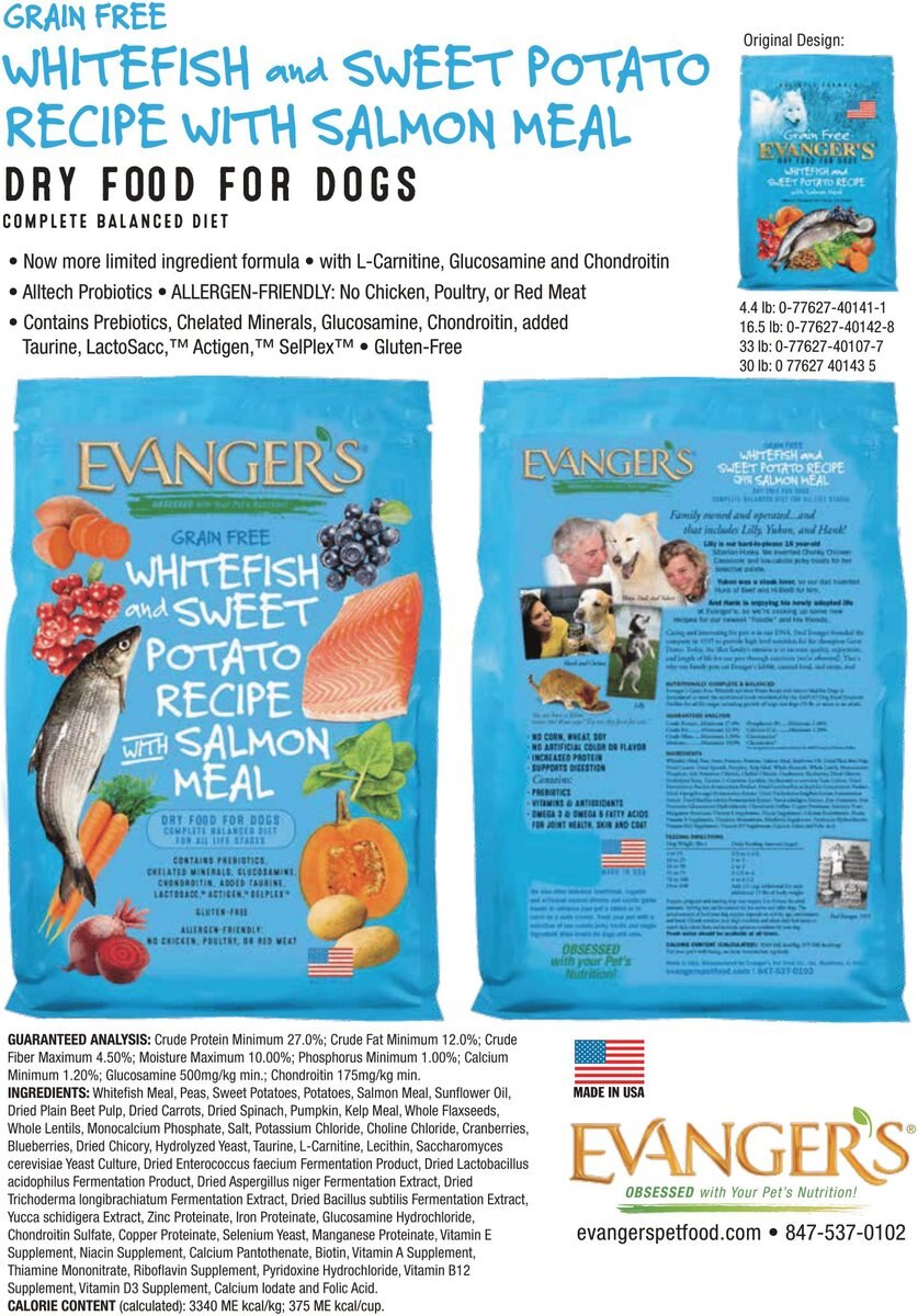 New Version Available - EVANGER'S Grain-Free Whitefish & Sweet Potato ...