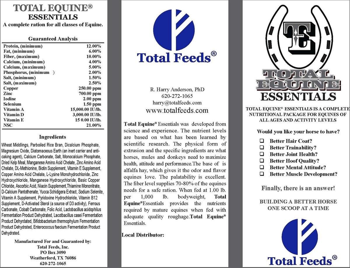 TOTAL FEEDS Total Equine Essentials Horse Feed, 30-lb bag - Chewy.com