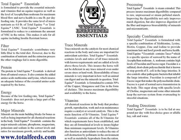 TOTAL FEEDS Total Equine Essentials Horse Feed, 30-lb bag - Chewy.com