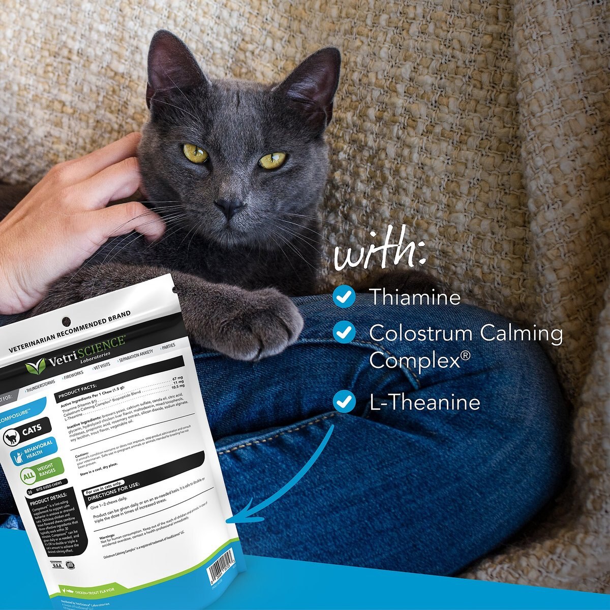 VETRISCIENCE Composure Trout & Chicken Flavored Soft Chew Calming ...