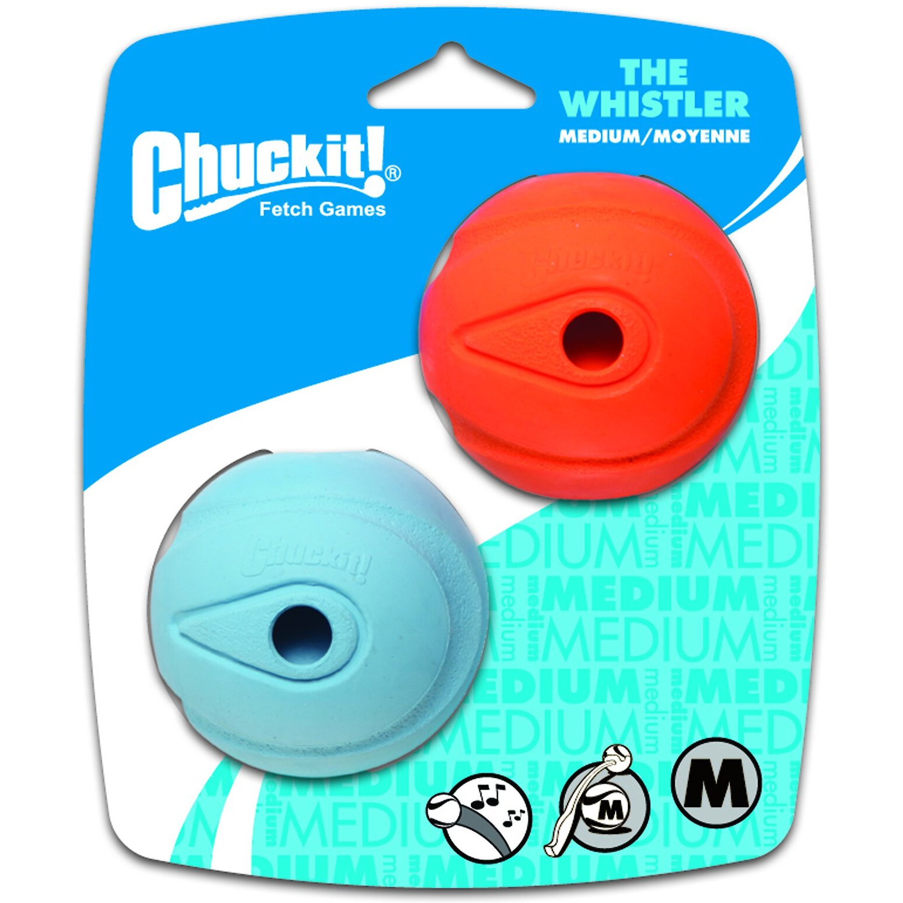 CHUCKIT! The Whistler Ball Dog Toy, Color Varies, Medium, 2 pack ...