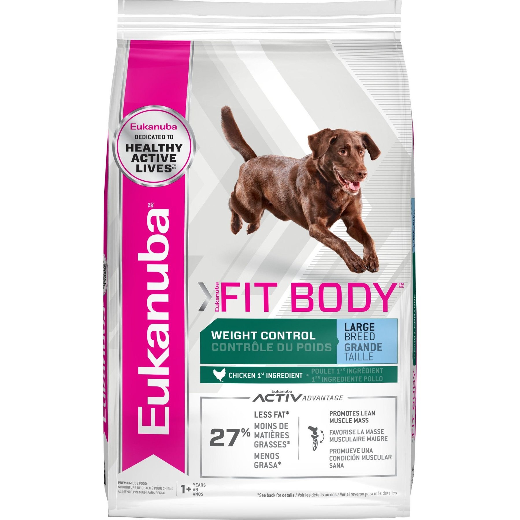 EUKANUBA Fit Body Weight Control Large Breed Dry Dog Food, 28-lb bag ...