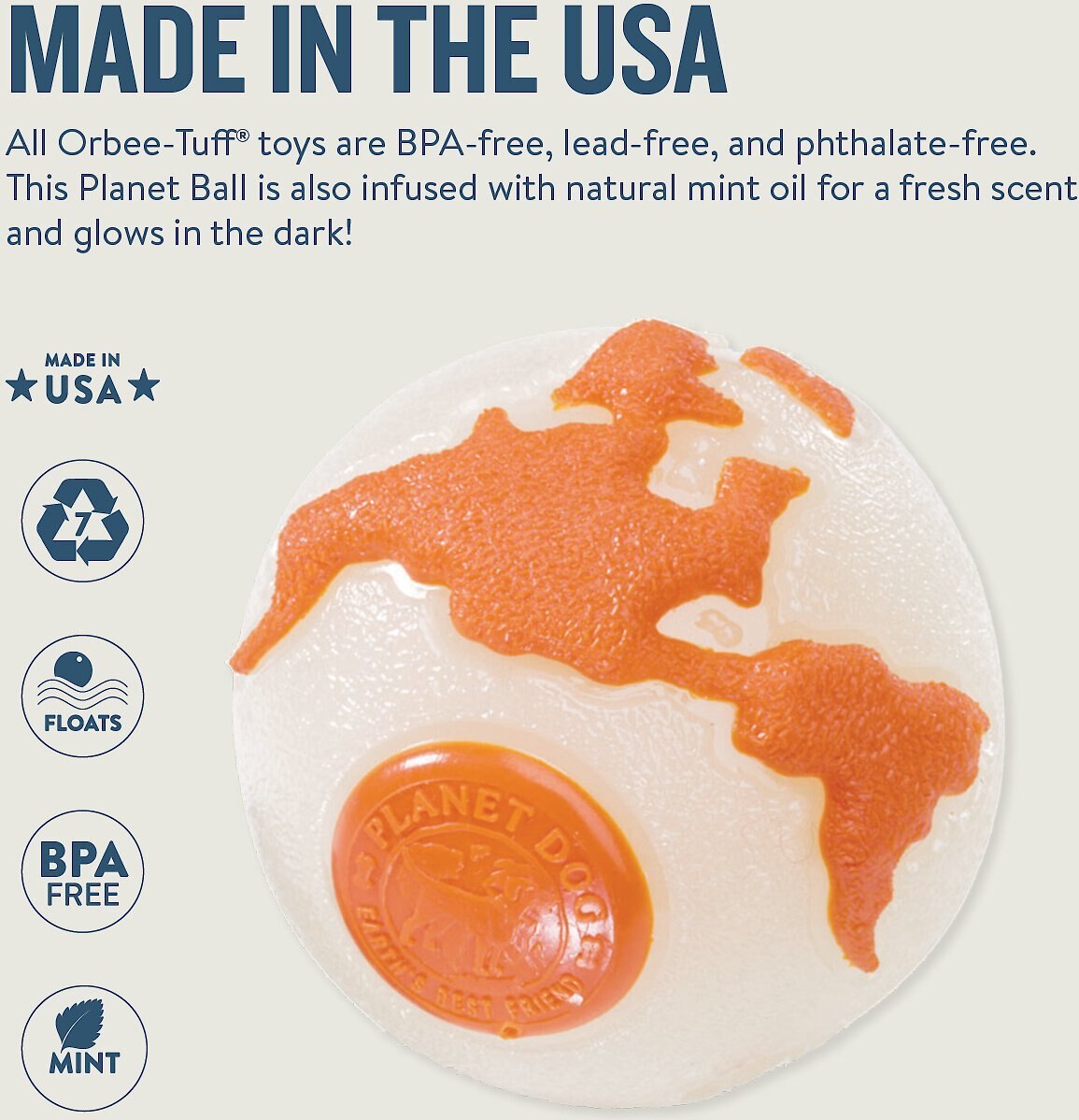 Discontinued - Planet Dog Orbee-Tuff Ball Tough Dog Chew Toy, Glow ...