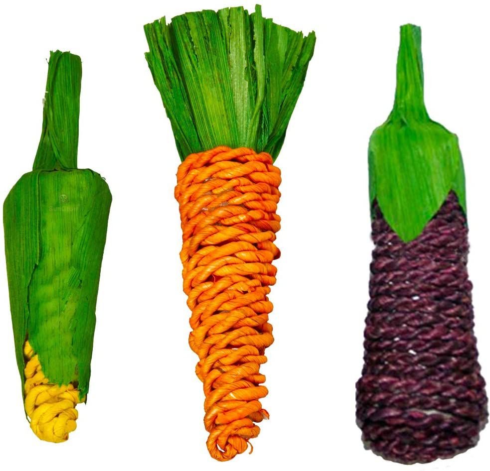 SUNGROW Rabbit & Guinea Pig Veggie Chew Small Pet Teeth Grinding Toy, 3 ...