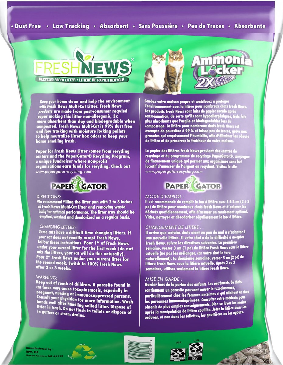 FRESH NEWS Non-Clumping Scented Paper Cat Litter, 25-lb bag - Chewy.com